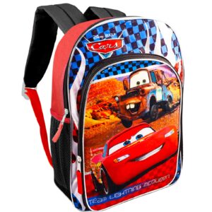 Disney Cars Backpack School Set for Boys Kids ~ Bundle with Deluxe 16 Inch Cars Lightning McQueen School Bag, 350+ Stickers, and More (Disney Cars School Supplies)