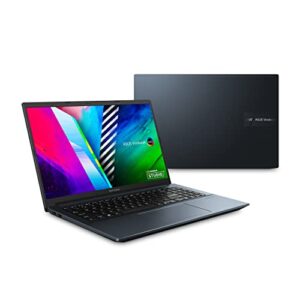 asus vivobook pro 15 oled ultra slim laptop, 15.6” fhd oled display, amd ryzen 7 5800h cpu, nvidia geforce rtx 3050, 16gb ram, 512gb ssd, windows 10 home, quiet blue, m3500qc-db71