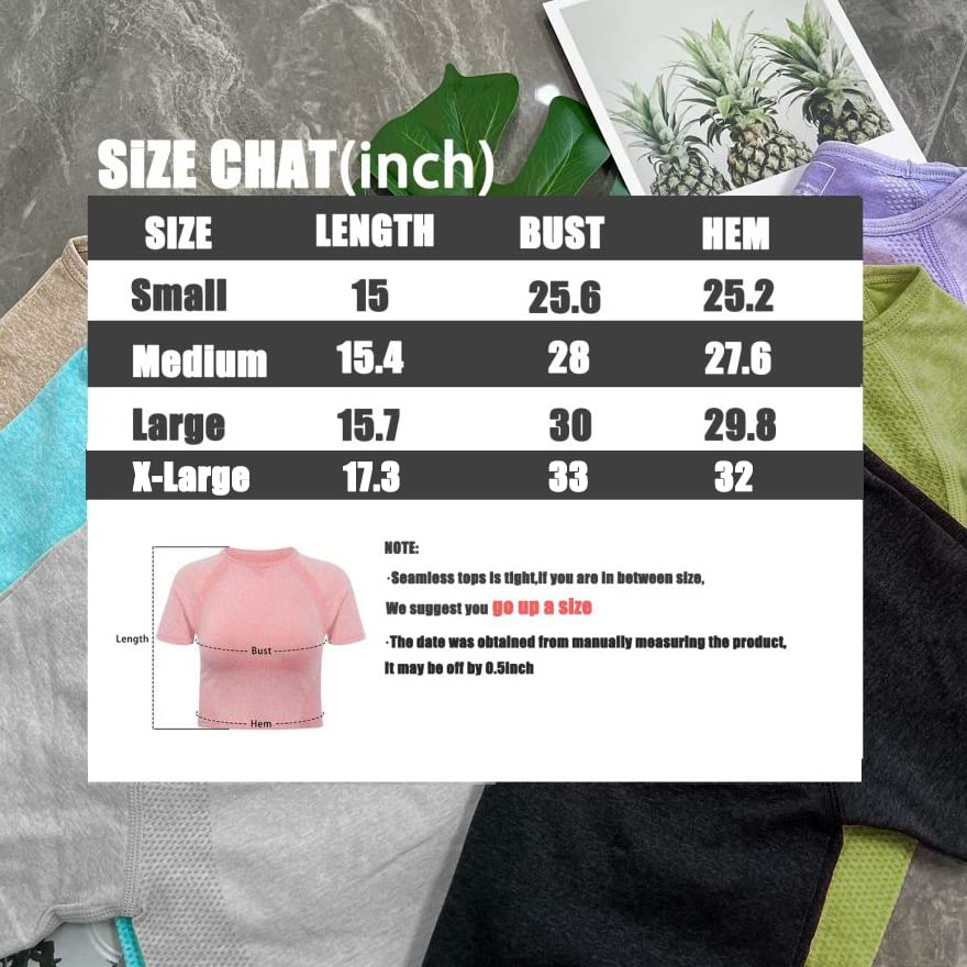 Workout Tops for Women Seamless Athletic Crop Tops Short Sleeve Cropped Tops Scoop Neck Basic Workout Shirts for Yoga,Pink