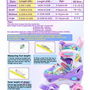 Rainbow Unicorn Kids Roller Skates for Girls Boys Toddler Ages 3-6,4-Pejiijar Adjustable Roller Shoes with Luminous Wheels for Birthday Xmas Gifts.