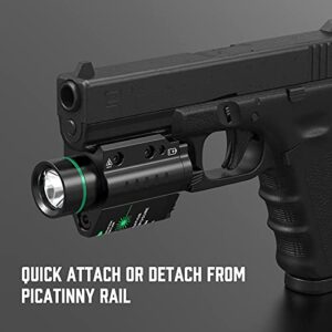 Feyachi LF-58 Green Laser Flashlight Light Combo 200 Lumen LED Flashlight Laser with Picatinny Rail Mount for Pistol Handgun Rifle