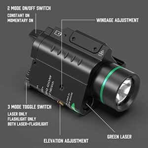 Feyachi LF-58 Green Laser Flashlight Light Combo 200 Lumen LED Flashlight Laser with Picatinny Rail Mount for Pistol Handgun Rifle