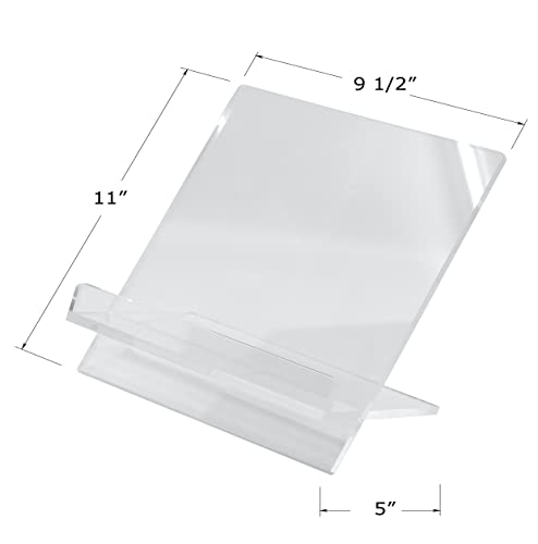 Red Co. Clear Acrylic 2 Piece Cookbook Stand & Recipe Holder for Kitchen Counter, 9.5” x 5” x 11”