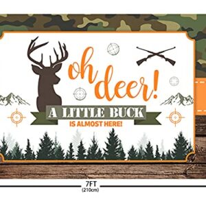 ABLIN 7x5ft Oh Deer Baby Shower Backdrop A Little Buck is Almost Here Baby Shower Party Decorations Mountain Jungle Photography Background Photo Booth Props Banner Vinyl