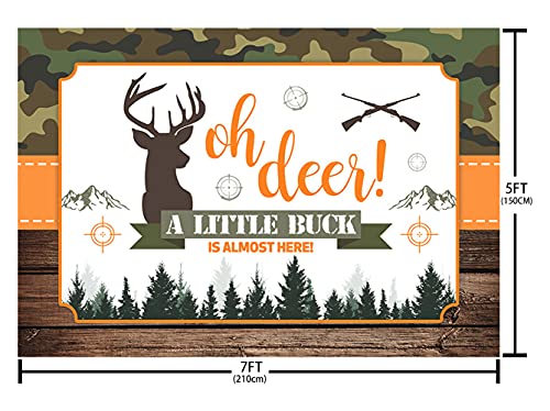 ABLIN 7x5ft Oh Deer Baby Shower Backdrop A Little Buck is Almost Here Baby Shower Party Decorations Mountain Jungle Photography Background Photo Booth Props Banner Vinyl