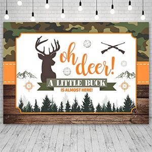 ABLIN 7x5ft Oh Deer Baby Shower Backdrop A Little Buck is Almost Here Baby Shower Party Decorations Mountain Jungle Photography Background Photo Booth Props Banner Vinyl