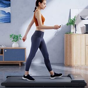 RHYTHM FUN Treadmill for Under Desk for Walking, Compact Portable Mini Treadmill for Small Spaces Installation-Free Quiet Jogging Treadmill with Smart Remote and Workout App for Home Office Apartment