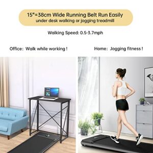 RHYTHM FUN Treadmill for Under Desk for Walking, Compact Portable Mini Treadmill for Small Spaces Installation-Free Quiet Jogging Treadmill with Smart Remote and Workout App for Home Office Apartment