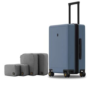 level8 elegance carry on suitcase, 20” hardside luggage with tsa lock, spinner wheels - blue grey