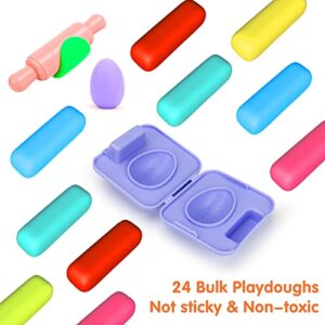 COVTOY Dinosaur Playdough Tool Kit for Toddlers 3 4 5 Year Old Boys Girls, Art & Craft Kit DIY Toy Set Make Your Own Play Dough, Dinosaur Toys for Kids 3-5 (24 Pcs Playdough Bulk Pack)