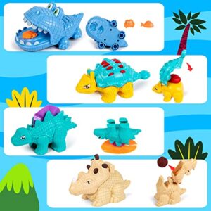 COVTOY Dinosaur Playdough Tool Kit for Toddlers 3 4 5 Year Old Boys Girls, Art & Craft Kit DIY Toy Set Make Your Own Play Dough, Dinosaur Toys for Kids 3-5 (24 Pcs Playdough Bulk Pack)