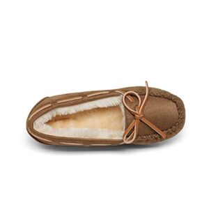 DREAM PAIRS Boys Girls KSL211 Slippers Faux Fur Indoor Outdoor Moccasin Kids House Shoes Size 3 Chesnut