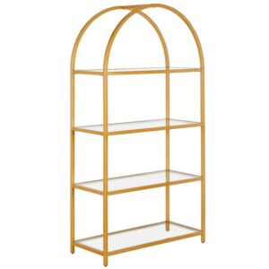 garrett 62'' tall rectangular bookcase in brass