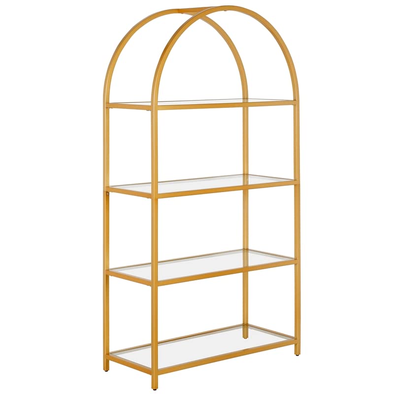 Garrett 62'' Tall Rectangular Bookcase in Brass