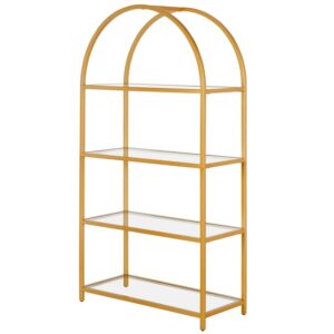 Garrett 62'' Tall Rectangular Bookcase in Brass