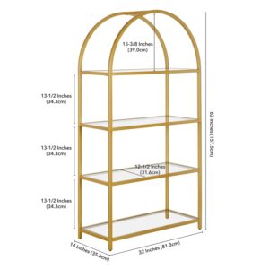 Garrett 62'' Tall Rectangular Bookcase in Brass