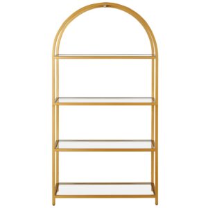 Garrett 62'' Tall Rectangular Bookcase in Brass