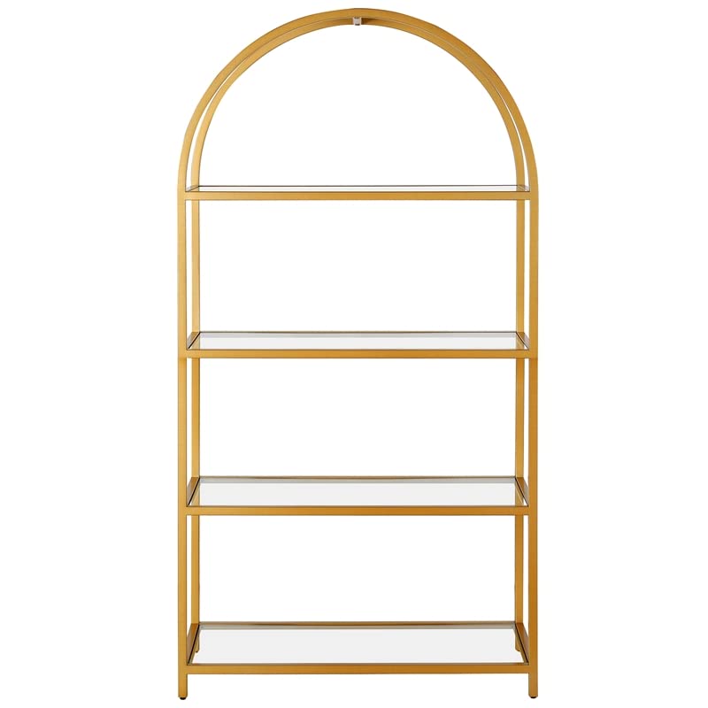 Garrett 62'' Tall Rectangular Bookcase in Brass