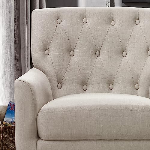 Rosevera Brayle Rosevara Furniture Reading Small Arm Living Room Comfy Accent Bedroom Chairs, Office, Standard, Arm Rest|Tufted Back|High Quantity Padded Seat, Polyester, Warm Beige