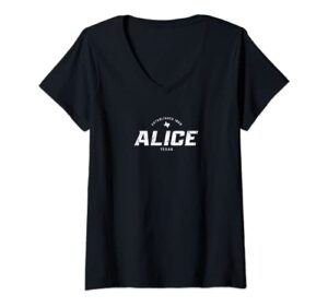 womens alice texas tx vintage athletic sports logo v-neck t-shirt