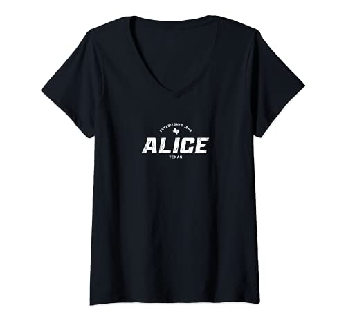 Womens Alice Texas TX Vintage Athletic Sports Logo V-Neck T-Shirt