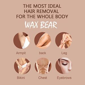 WAX BEAR Self Waxing Kit for Women,Touch Screen Display Wax Machine with 4 bags/17.6oz Hard Wax Beans For Sensitive Skin Hard Wax Kit for Hair Removal