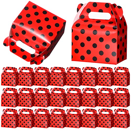 Outus 30 Pieces Ladybug Party Supplies Favor Boxes Ladybug Red Black Polka Dot Candy Boxes for Ladybug Party Wedding Birthday Christmas Baby Shower Decorations, 4 x 2.4 x 4.8 Inch