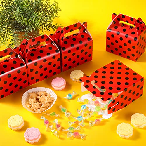 Outus 30 Pieces Ladybug Party Supplies Favor Boxes Ladybug Red Black Polka Dot Candy Boxes for Ladybug Party Wedding Birthday Christmas Baby Shower Decorations, 4 x 2.4 x 4.8 Inch