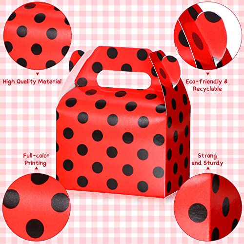 Outus 30 Pieces Ladybug Party Supplies Favor Boxes Ladybug Red Black Polka Dot Candy Boxes for Ladybug Party Wedding Birthday Christmas Baby Shower Decorations, 4 x 2.4 x 4.8 Inch