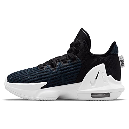 Nike Lebron Witness VI (Big Kid) Black/White/Dark Obsidian 4 Big Kid M