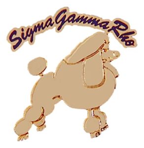 sigma gamma rho poodle umbrella lapel pin, gold