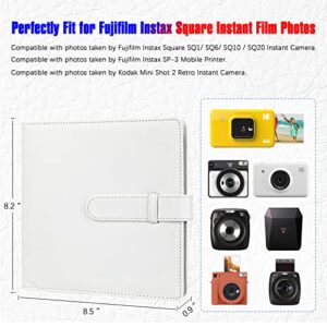 192 Pockets Photo Album for Fujifilm Instax Square SQ1 SQ6 SQ10 SQ20 Instant Camera, Fujifilm Instax SP-3 Mobile Printer, Extra Large Picture Albums for Fujifilm Instax Square Instant Film (White)