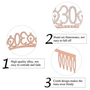 Semato 30th Birthday Sash & Rhinestone Tiara Kit- Happy 30th Birthday Gifts for Her 30th Birthday Decorations for Women (rose gold)