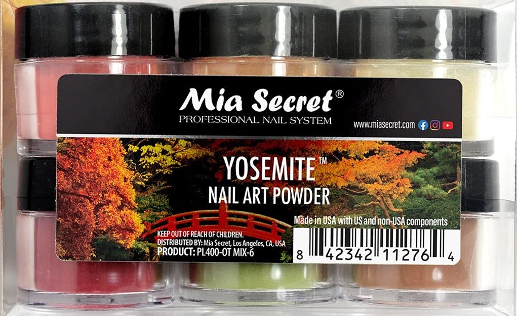 Mia Secret Acryli Powder Collection - Yosemite, 6PCS - Dip Acrylic Powders - Autum/Fall Colors for Acrylic Nails - 6 Piece Acrylic Powders kit - Polvos Acrilicos de Uñas con Colores de Otoño