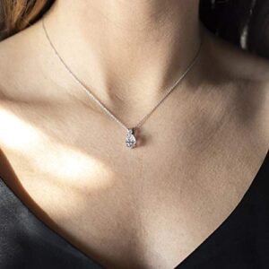 ERAA Jewel Island Girl Pendant 4.00CT, Pear Brilliant Cut, Colorless Moissanite Stone, 925 Sterling Silver, Pendants for Women Daily Wear, Great for Gift Or As You Want