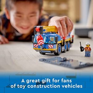 LEGO City Great Vehicles Mobile Crane Truck Toy Building Set 60324 - Construction Vehicle Model, Featuring 2 Minifigures with Tool Toys Kit and Road Plate, Playset for Boys and Girls Ages 7+