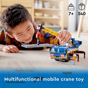 LEGO City Great Vehicles Mobile Crane Truck Toy Building Set 60324 - Construction Vehicle Model, Featuring 2 Minifigures with Tool Toys Kit and Road Plate, Playset for Boys and Girls Ages 7+