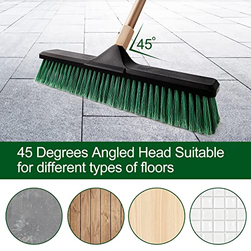 Eyliden 18" Wide Push Broom with 66" Long Handle, Heavy-Duty Professional Outdoor Indoor Brooms with Stiff Bristles, Garage Broom for Sidewalk Driveway Yard Patio Decks Bathroom Cleaning