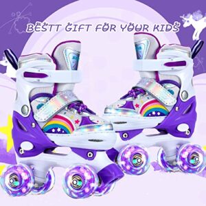 SHDSL Girls Roller Skates for Kids Beginners 4 Size Adjustable, Light UP 8 Wheels Shine, Fun Illuminating Boys patines para niñas