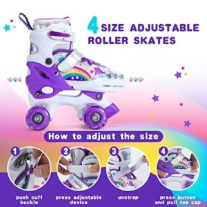 SHDSL Girls Roller Skates for Kids Beginners 4 Size Adjustable, Light UP 8 Wheels Shine, Fun Illuminating Boys patines para niñas