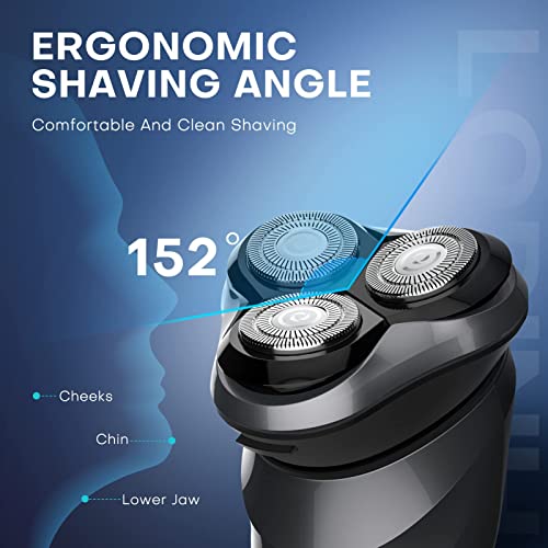 LOBINH Electric Shaver for Men, 100% Washable Rotary Shaver, Rechargeable Waterproof Electric Razor Wet & Dry Shaving with Pop-up Trimmer, 1 Hour Fast Charging, 4D Floating Head, LCD Power Indicator