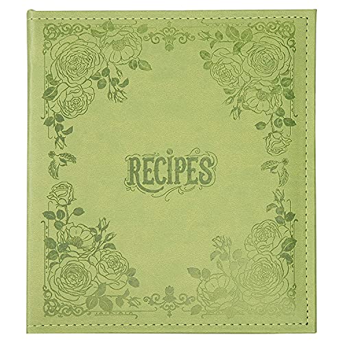 COFICE Recipe Book to Write in Your Own Recipes, 8.5x9.5 Recipe Ring Binder with PU Faux Leather Cover, 4x6 Cards and Tabbed Dividers, Green