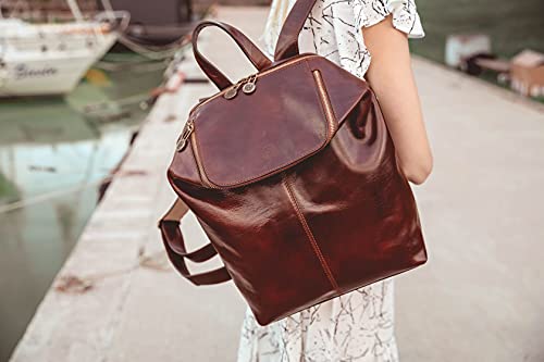 Time Resistance Leather Backpack Vintage Rucksack Business Backpack Unisex Bag Brown