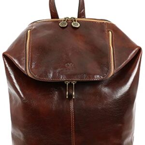 Time Resistance Leather Backpack Vintage Rucksack Business Backpack Unisex Bag Brown