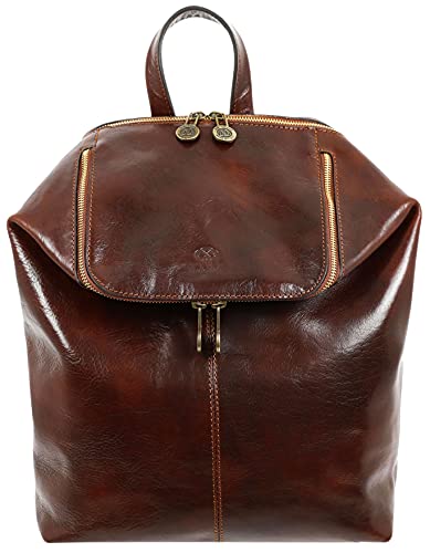 Time Resistance Leather Backpack Vintage Rucksack Business Backpack Unisex Bag Brown