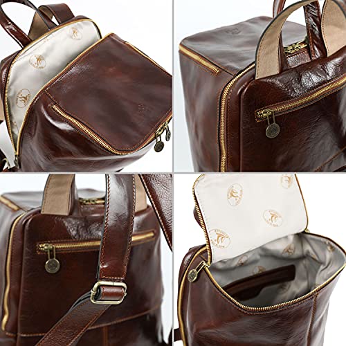 Time Resistance Leather Backpack Vintage Rucksack Business Backpack Unisex Bag Brown