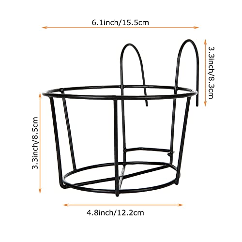 FVIEXE 6PCS Hanging Railing Planter, Over the Rail Flower Pot Holder Hanger, Balcony Planters Railing Hanging, Round Plant Baskets Metal Potted Stand Mounted Deck Porch Patio for Indoor Outdoor, Black