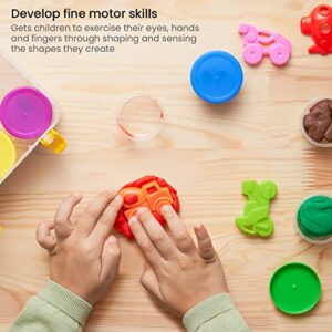 Arteza Kids Play Dough, 6 Transportation Molds, 6 Colors, 1-oz Tubs, Soft, Art Supplies for Kids Crafts, Birthday Gifts for Boys and Girls