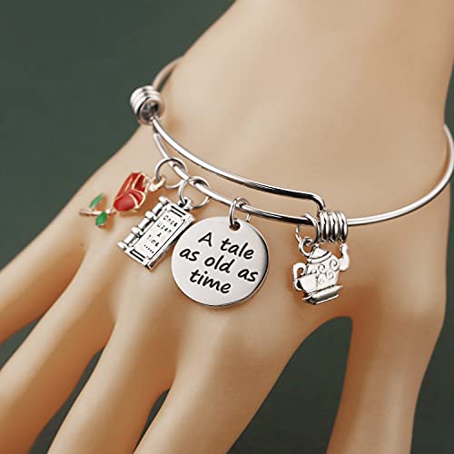 HELAN Beauty And The Beast Gift Inspirational Bracelet A Tale As Old As Time Beauty And The Beast Fans Gift Princess Belle Bracelet Wedding Gift (A Tale As Old-BR1)