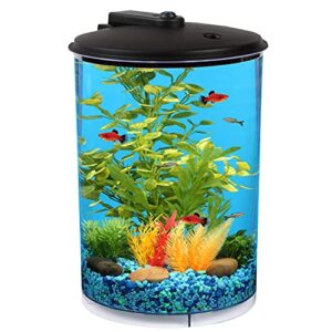 koller products 3-gallon 360 aquarium with led lighting (7 color choices) and power filter, ideal for a variety of tropical fish,crystal-clear clarity,ap360a-3ffp